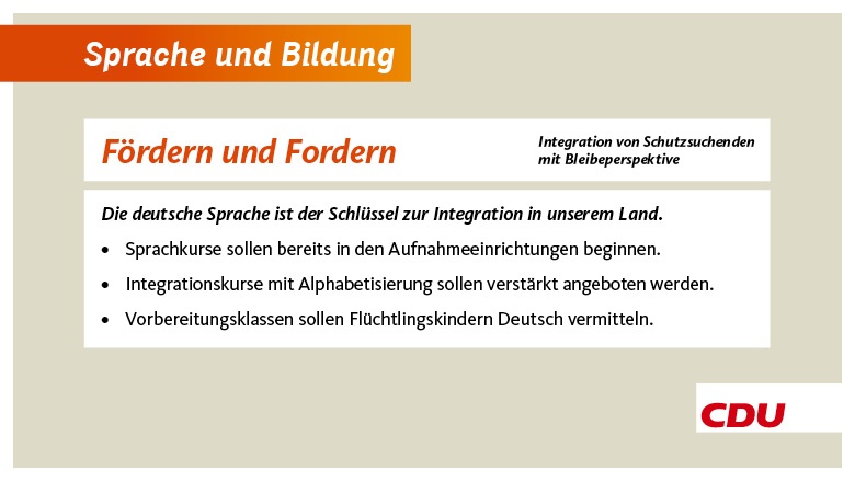 Fördern und Fordern | Christlich Demokratische Union Deutschlands